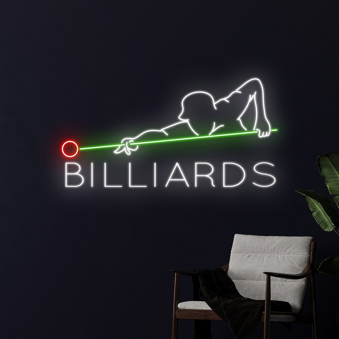 Billiards Led Sign, Billiard Neon Sign, Billiards Pool Hall Neon Light ...