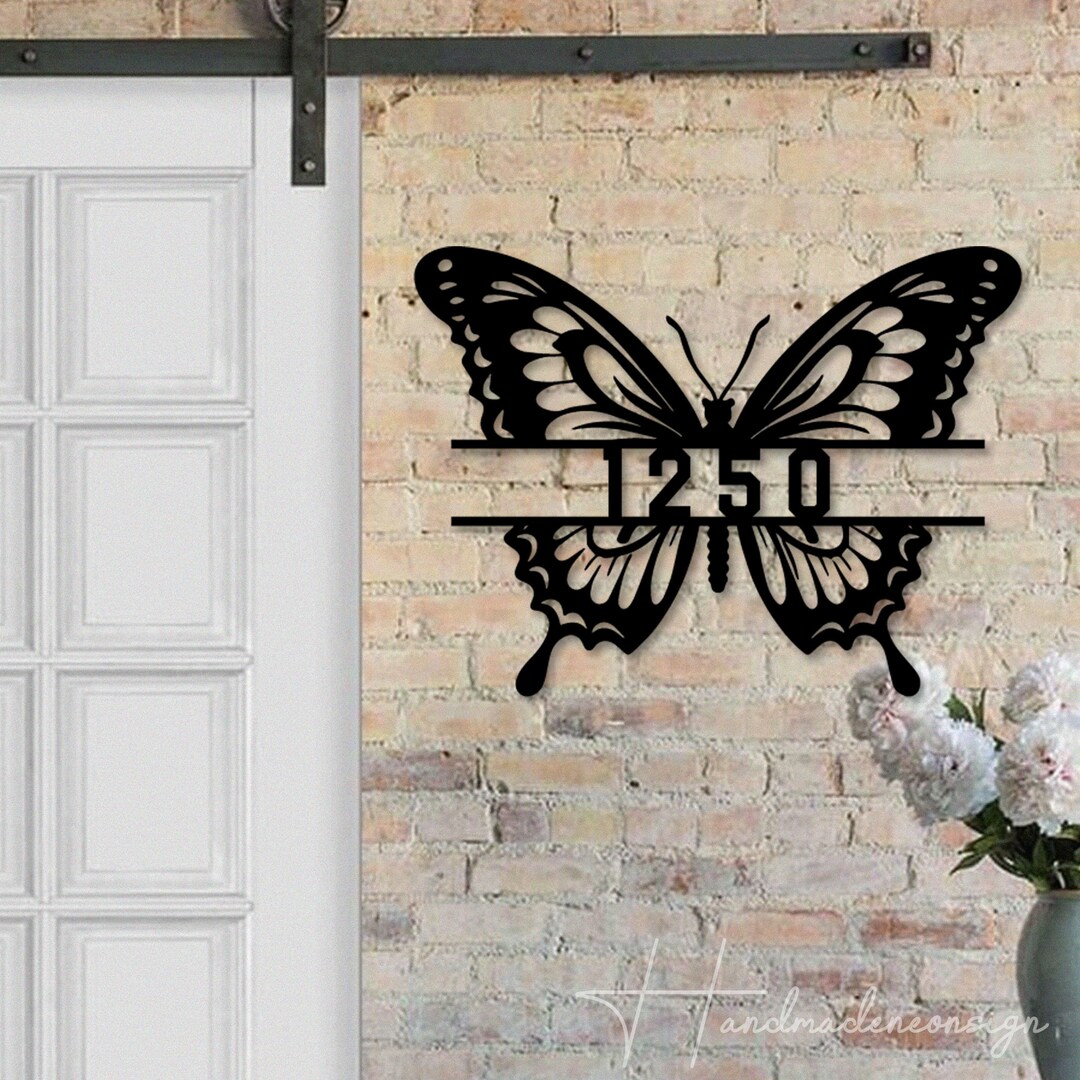Personalized Butterfly House Number, Butterfly Home Number Metal Wall ...