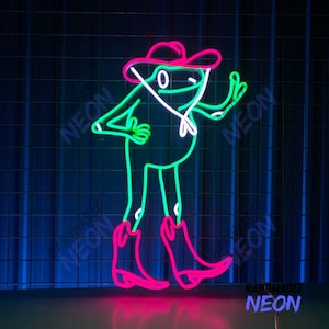 Cowboy Frog Neon Sign, Cowboy Hat Boots Frog Led Sign, Western Frog Led ...