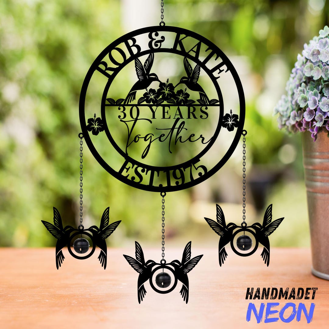 Personalized 30th Wedding Anniversary Wind Chimes Rattle, Custom Couple ...