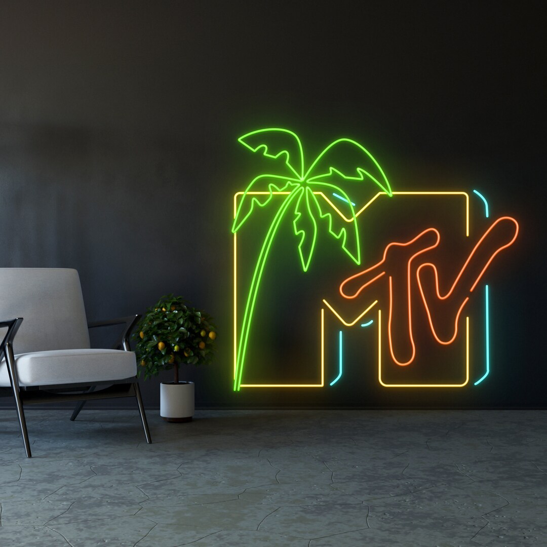 Tropical MTV Neon Light Palm Tree MTV Neon Sign Tropical MTV - Etsy