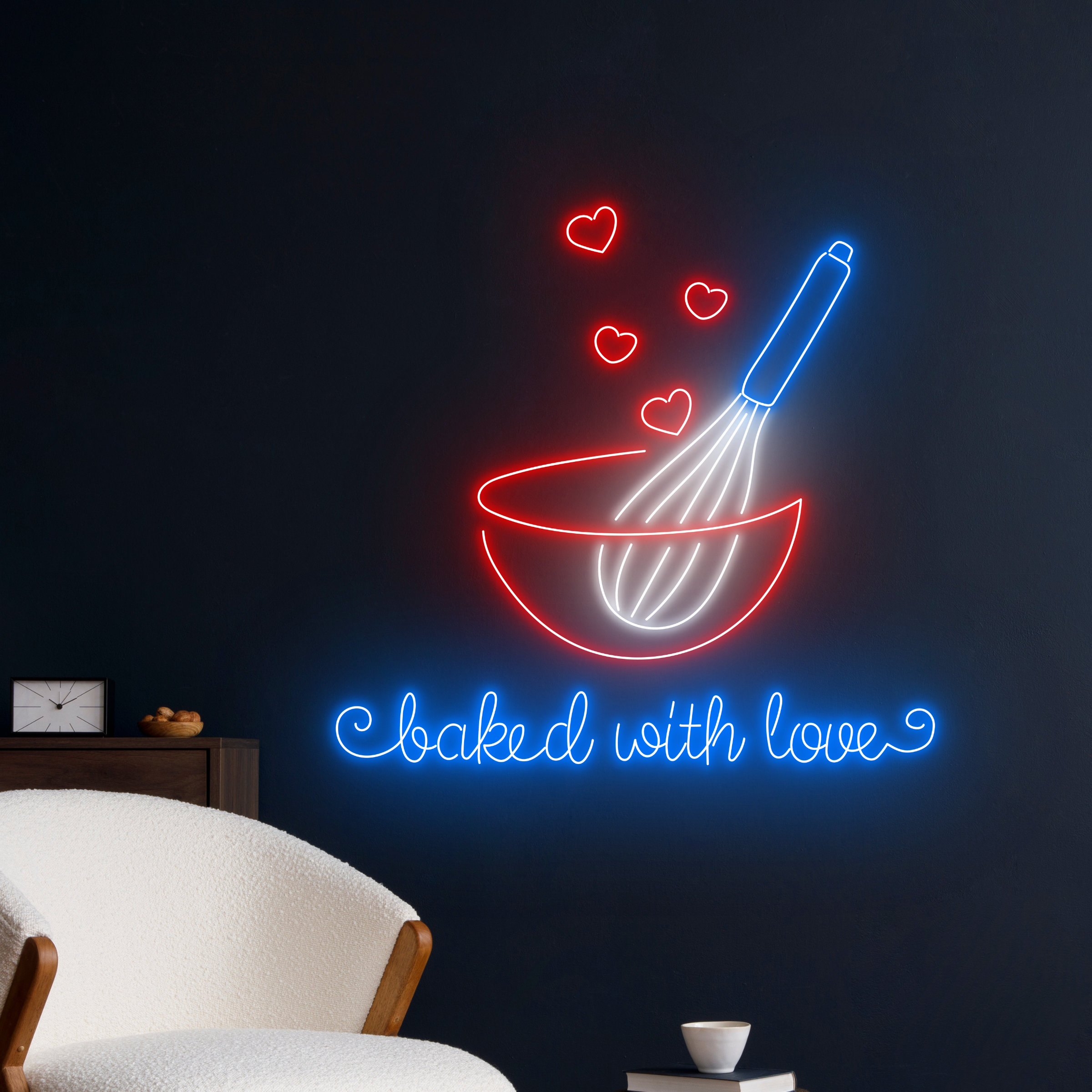 Baked With Love Neon Sign, Baking LED Sign, Cake Neon Light, Bakery Led ...