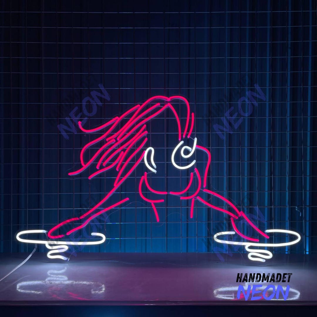 Girl DJ Led Sign, DJ Lady Neon Light, DJ Woman Neon Sign, Music Player ...