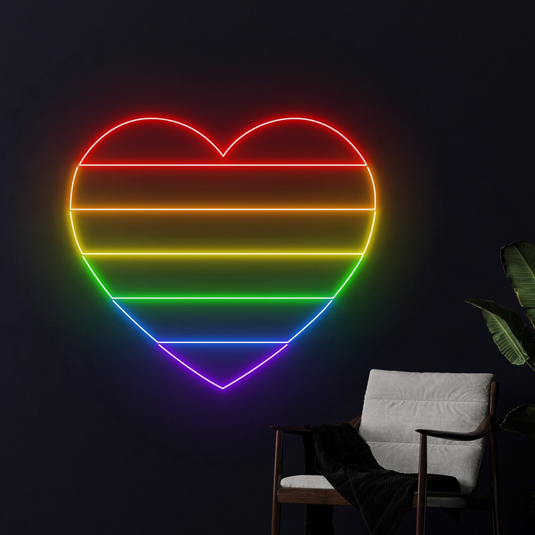 Heart LGBT Neon Sign, Heart Pride Led Sign, LGBT Neon Light, LGBT Pride ...