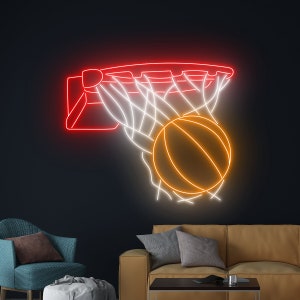 Basketball Hoop Neon Sign, Basketball Ball Neon Light, Basketball ...