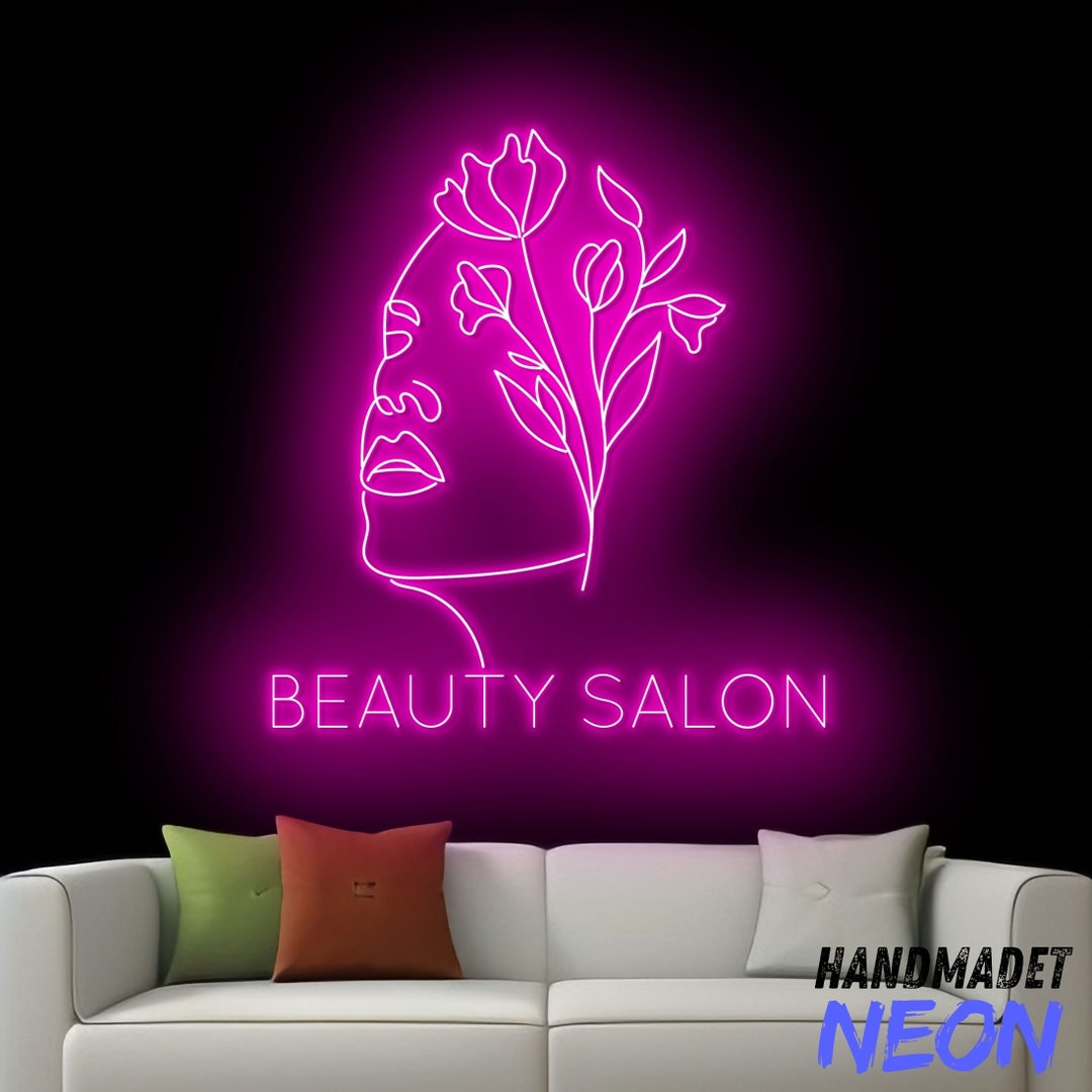 Beauty Salon Neon Sign, Girl Face Led Sign, Flower Girl Led Light ...