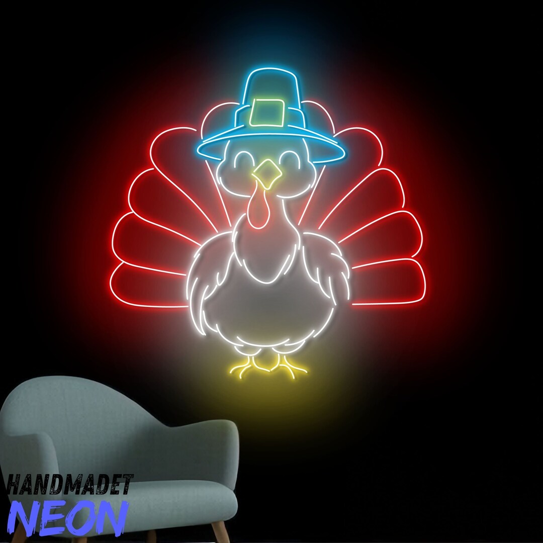 Turkey Neon Sign, Turkey Thanksgiving Led Sign, Happy Thanksgiving Neon ...
