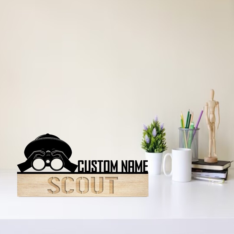 Custom Scout Desk Name Plate, Scout Metal Nameplate for Desk, Scout Office Decor, Desk Name ...