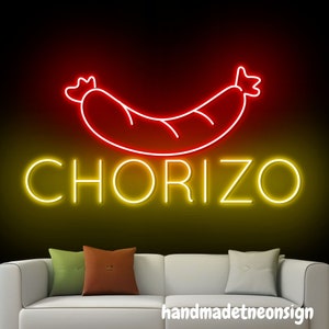 Chorizo Neon Sign, Chorizo Led Sign, Chorizo Sausage Led Light, Smoked ...