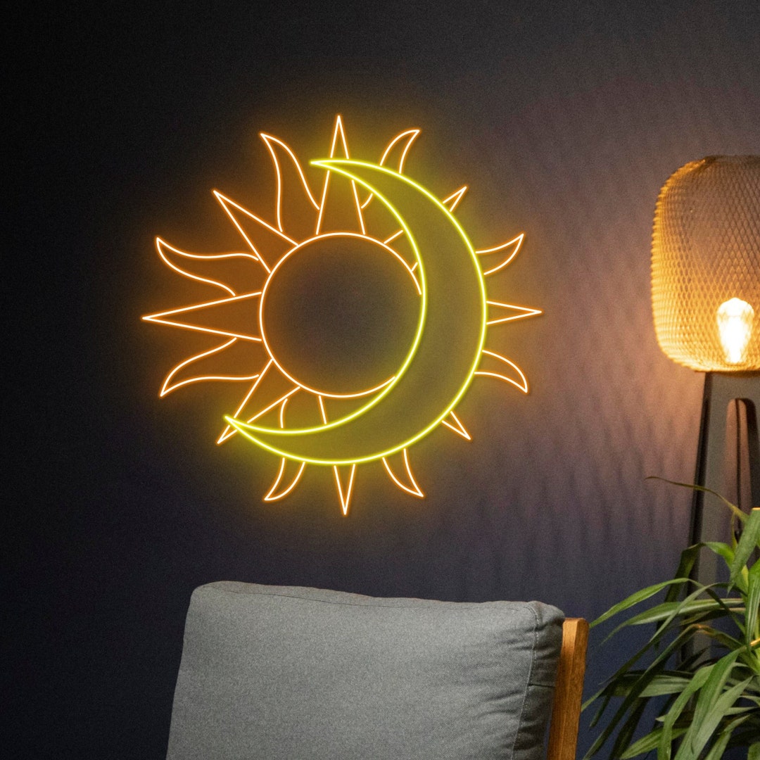 Sun Moon Neon Sign, Sun Moon Neon Light, Moon Sun LED Light ...