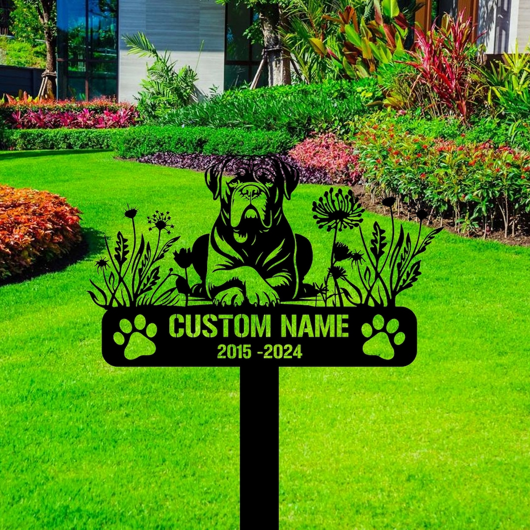 Custom Dogue De Bordeaux Dog Memorial Stake, Dog Stake Metal Sign ...