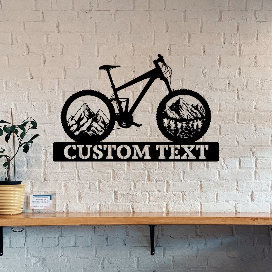 Custom Bicycle Metal Wall Art LED Light, Mountain Bike Metal Sign ...