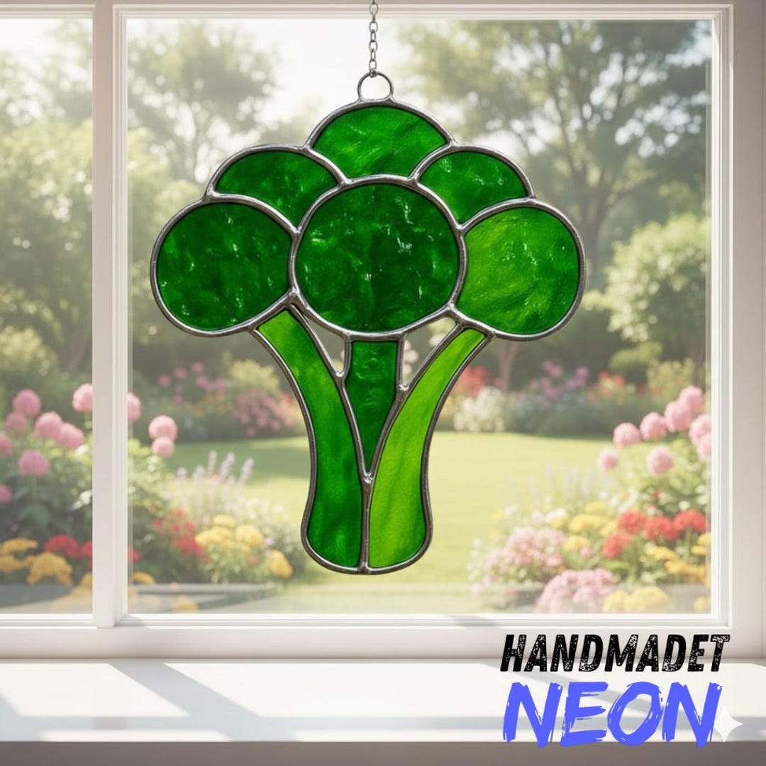 Broccoli Stained Glass Suncatcher: Vegetable Window Hanging, Garden ...
