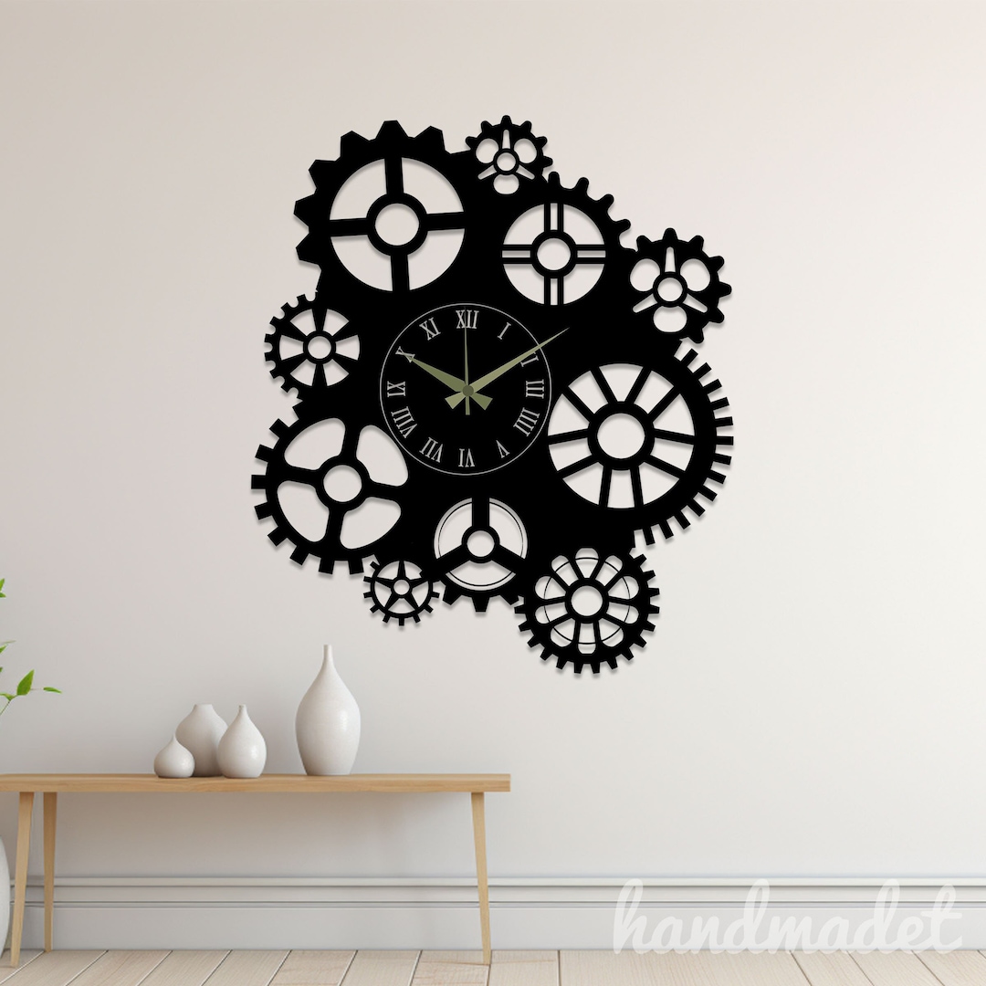 Custom Gears Gothic Wall Clock Unique, Year Date Round Wall Clock, Text ...