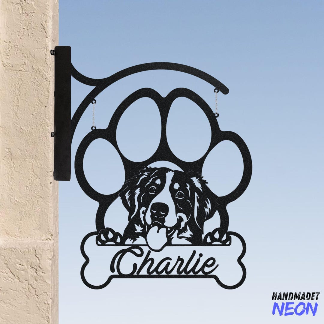 Personalized Bernese Mountain Dog Hanging Sign, Paw Dog Outdoor Hanging ...