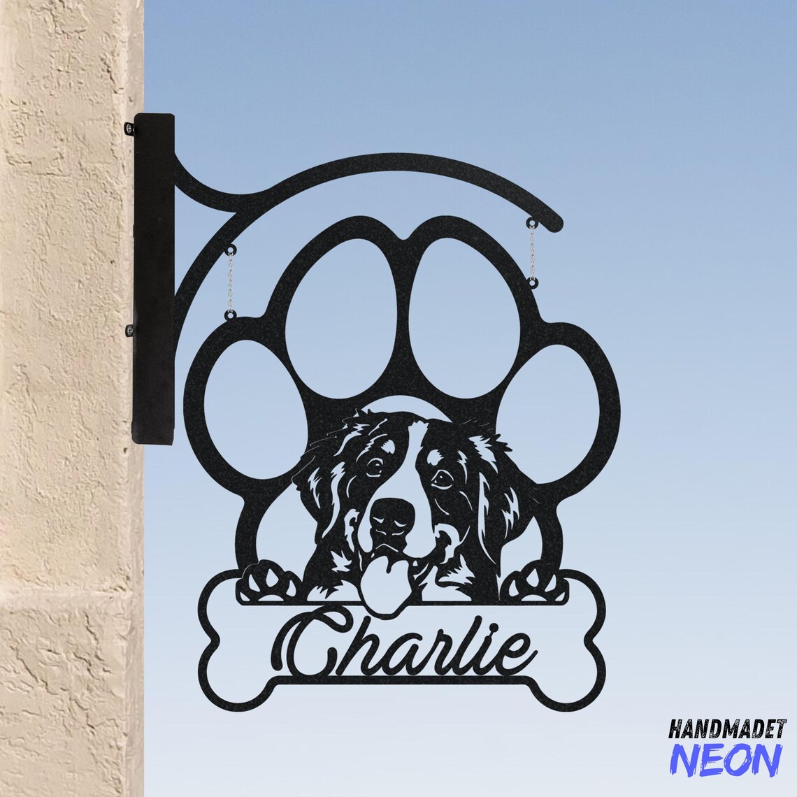 Personalized Bernese Mountain Dog Hanging Sign, Paw Dog Outdoor Hanging ...