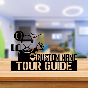 Custom Tour Guide Desk Name Plate, Tour Guide Metal Nameplate for Desk ...