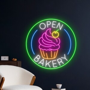 Bakery Open Neon Sign, Cupcake LED Sign, Cupcake Neon Light, Bakery LED ...