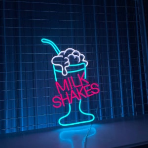 Milkshake Neon Led Sign, Milkshake Neon Sign, Wall Decor, Milkshake Led ...