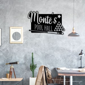 Custom Billiards Pool Hall Metal Wall Art LED Light - Personalized Pool ...