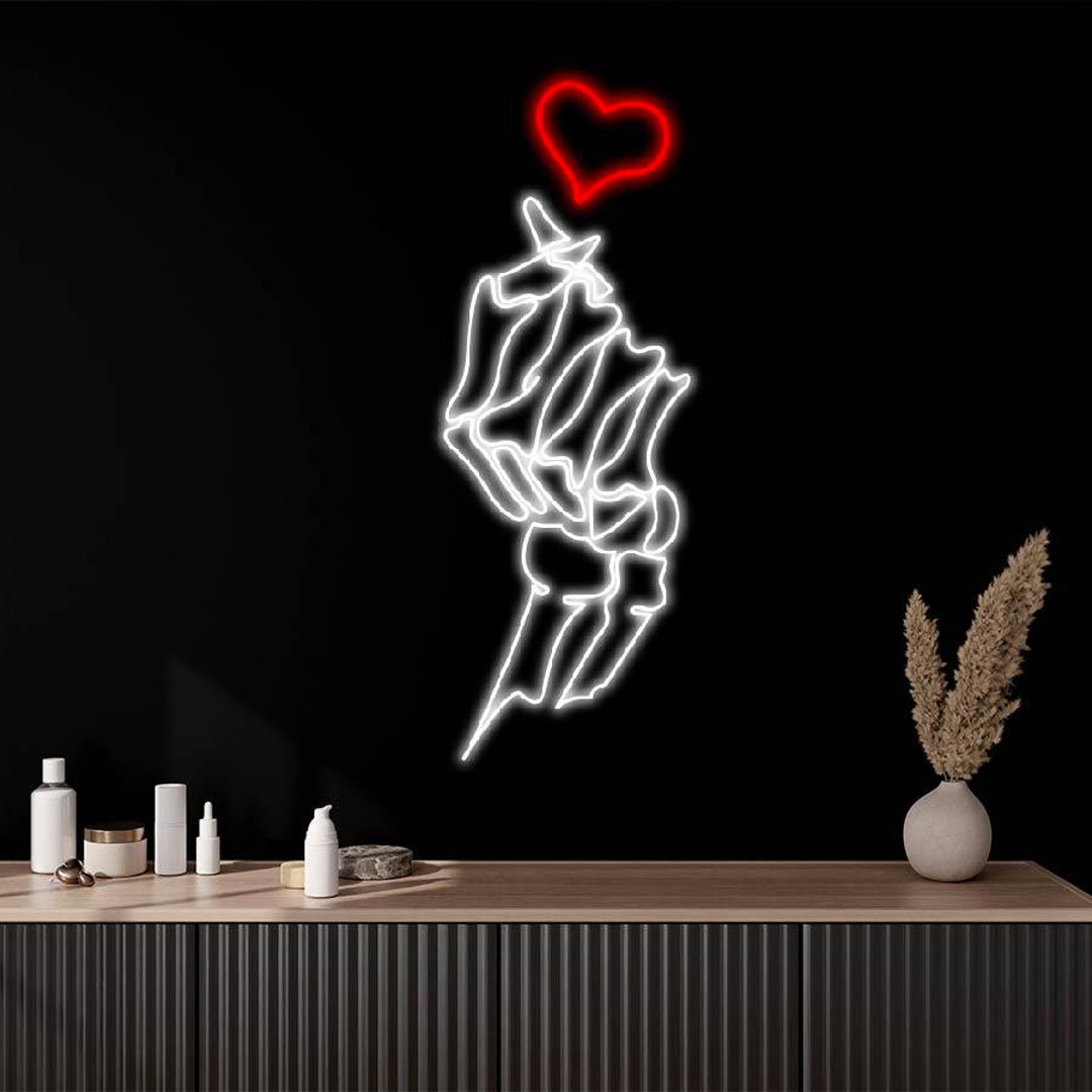 Skull Hand Neon Sign Skeleton Neon Sign Hand Neon Sign - Etsy