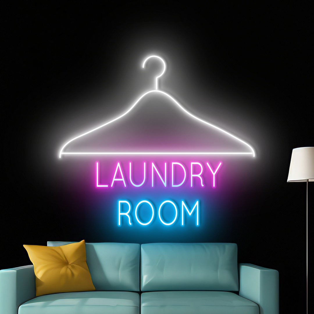Laundry Room Neon Wall Sign, Cloth Hanger Led Wall Sign, Clothing Neon ...
