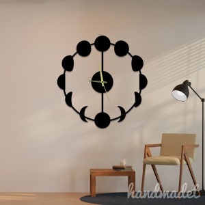 Custom Moon Phases Wall Clock Unique, Year Date Round Wall Clock, Text ...