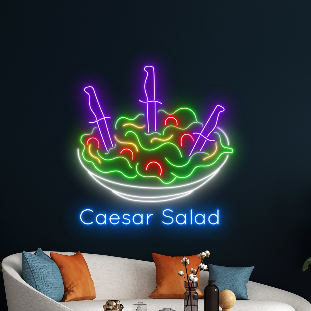 Caesar Salad Neon Sign, Salad Food LED Sign, Salad Bowl Led Light ...