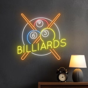 Billiards Led Sign, Billiard Neon Sign, Billiards Pool Hall Neon Light ...