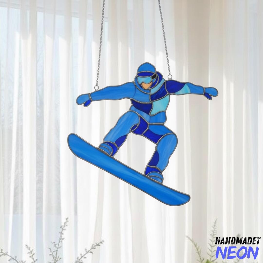 Personalized Snowboarding Stained Glass for Hanging Window, Custom ...