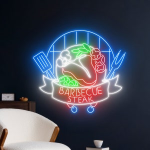 Barbecue Steak Neon Light, BBQ Neon Sign, Barbecue Led Light, Steak Led ...