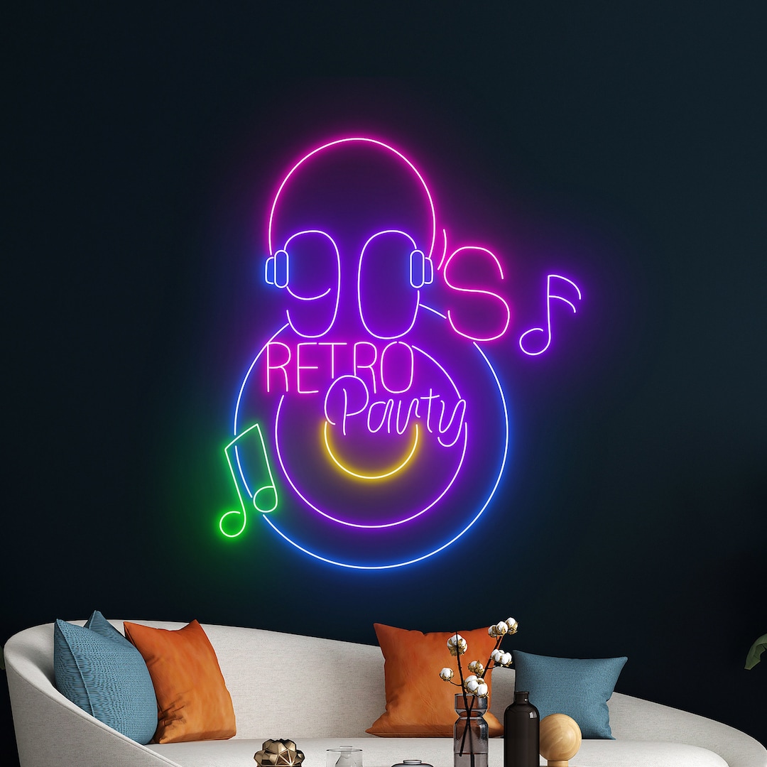 90's Retro Party Led Sign, Back to the 90's Retro Neon Sign, Wall Decor ...