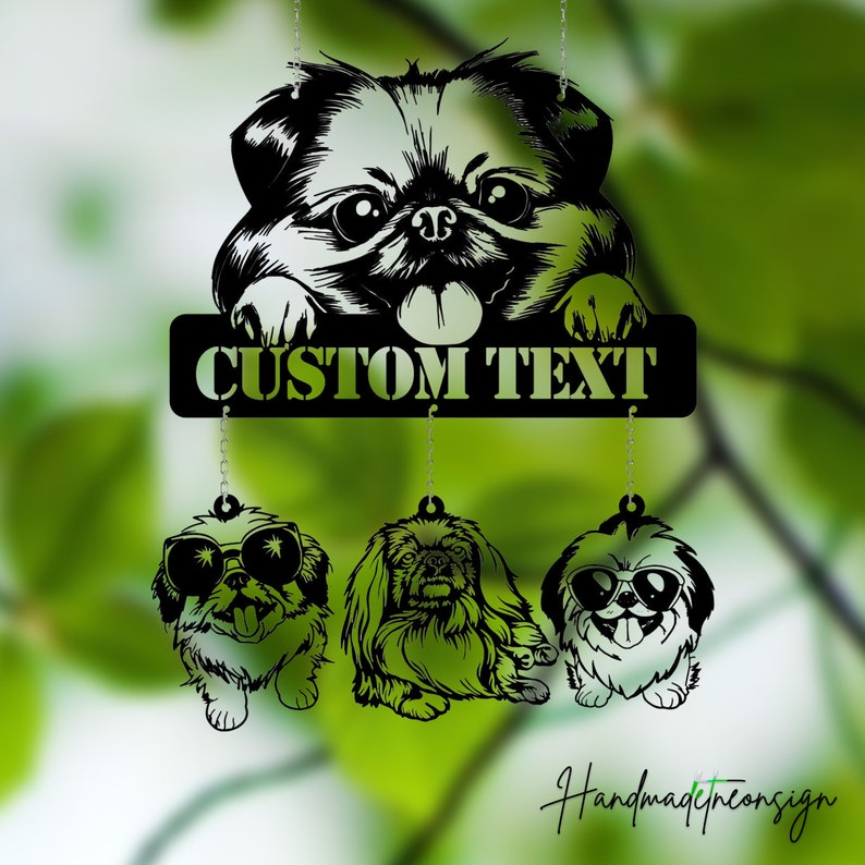 Custom Metal Pekingese Dog Wind Chime, Personalized Metal Pekingese Dog ...