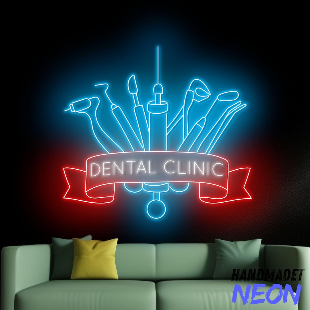 Dental Clinic Neon Sign, Dentist Led Sign, Dental Instruments Neon ...
