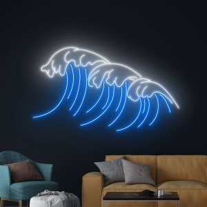 Custom Wave Neon Sign, Waves Neon Light, Beach Led Light, Big Ocean ...
