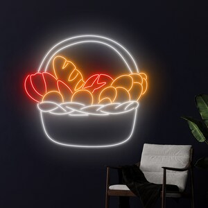 Bakery Basket Neon Sign, Bakery Led Lights, Bakery Neon Lights, Custom ...