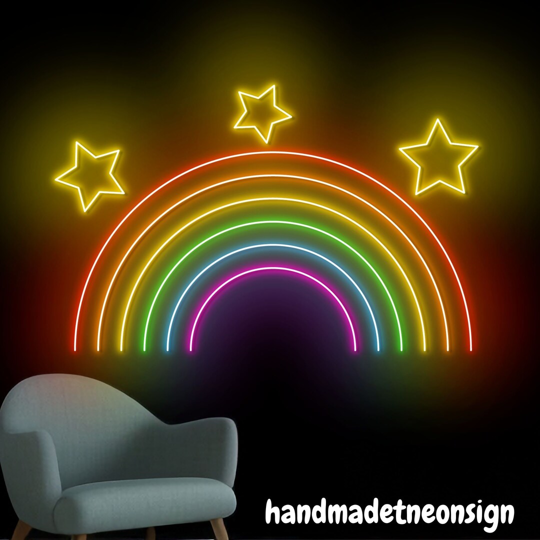 Rainbow Stars Neon Sign, Rainbow Star Led Sign, Rainbow Colorful Neon ...