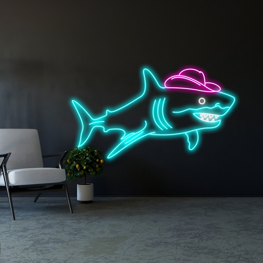 Shark Cowboy Neon Sign, Shark Cowboy Neon Light, Shark Cowboy LED Light ...