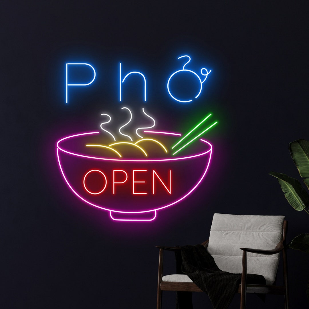 Pho Open Led Sign, Pho Noodles Neon Sign, Vietnamese Noodles Led Light ...