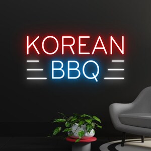 Custom Korean BBQ Neon Sign, Korea Barbecue Led Light, Meet Grill Neon ...