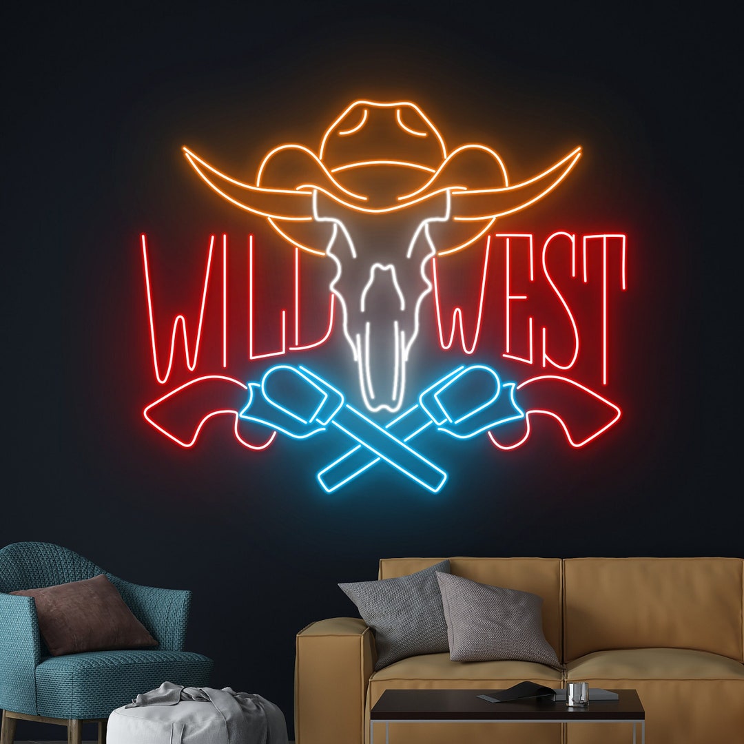 Wild West Neon Sign, Cowboy Hat Longhorn Led Light, Western Neon Light ...