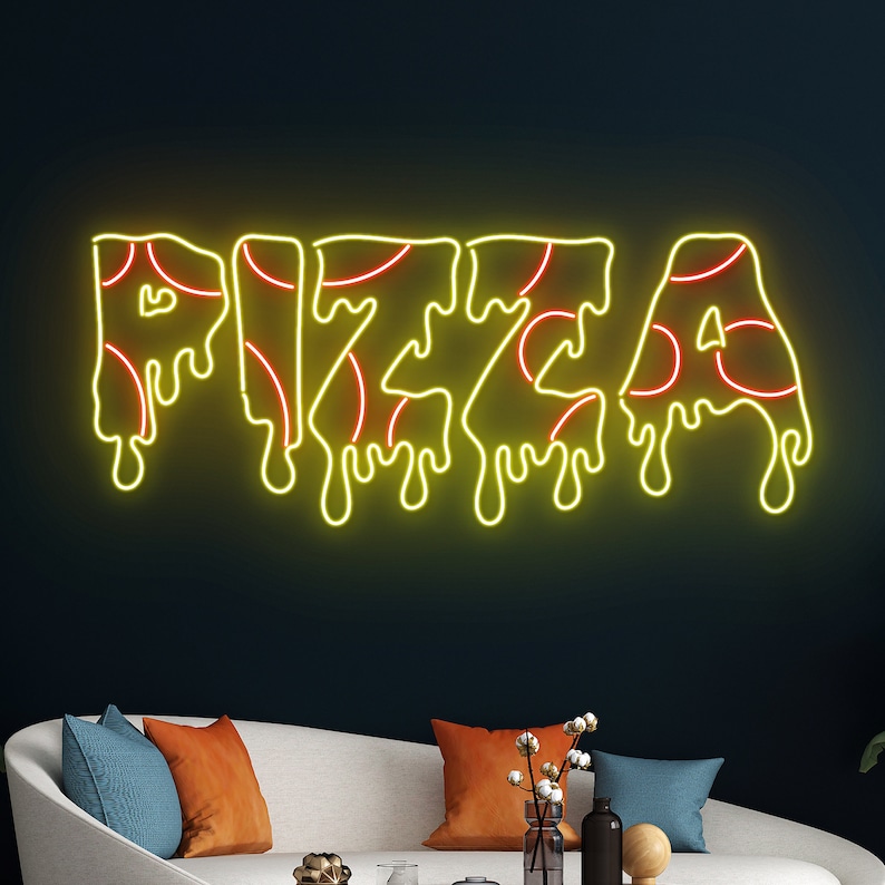 Dripping Pizza Neon Sign, Pizza Neon Light, Pizza Led Light, Fast Food ...