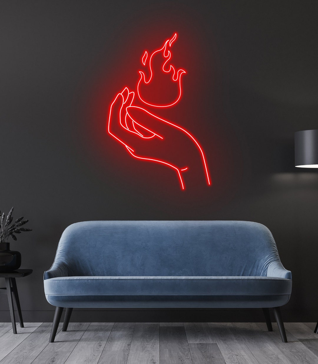Hand With Fire Neon Sign – LED Wall Light for Bedroom, Bar, Tattoo ...