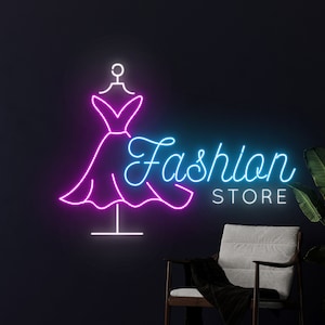Fashion Store Clothes Hangers Led Sign, Wardrobe Hanger Neon Sign ...