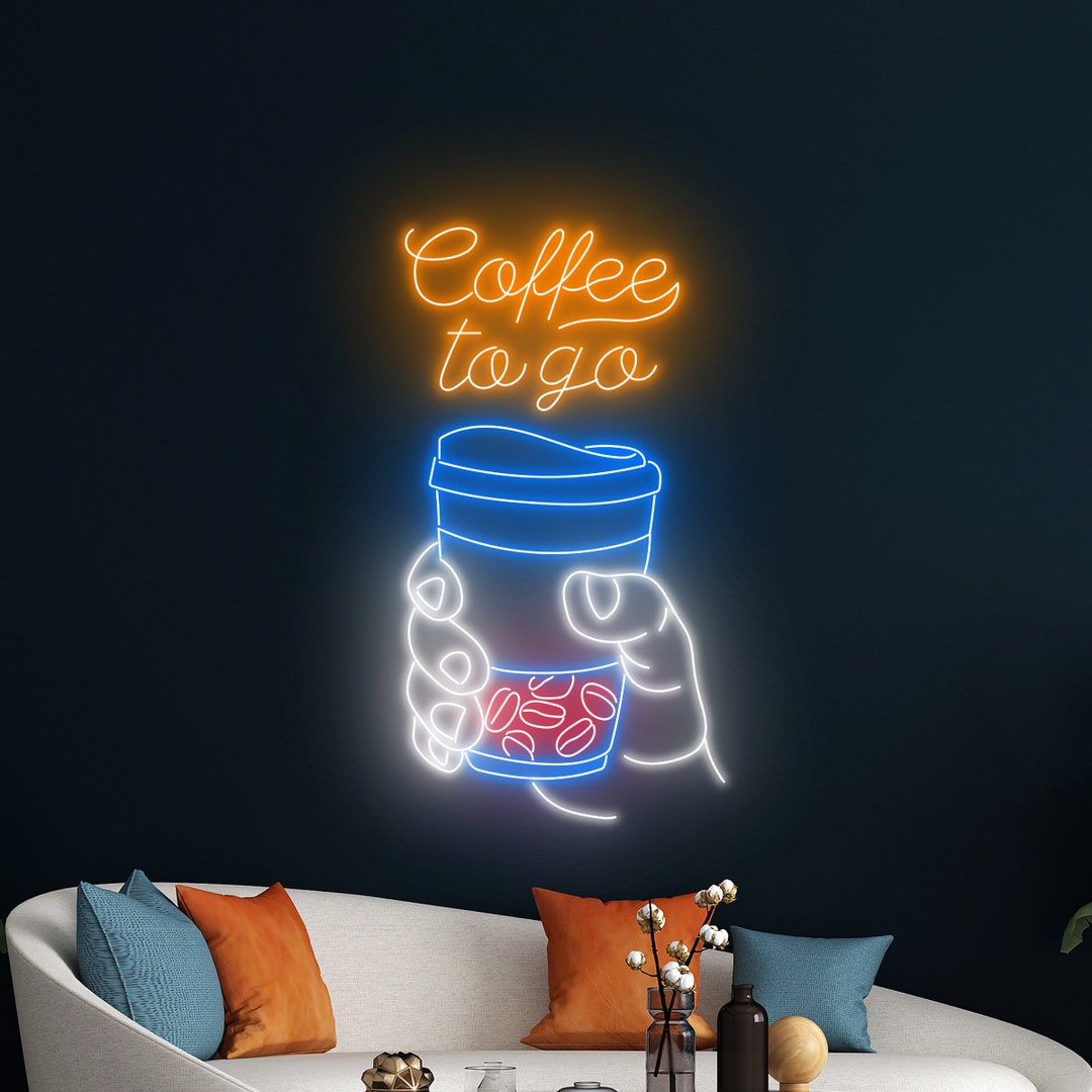 Coffee to Go Neon Sign, Coffee Cup Neon Light, Cafe LED Light, Take ...