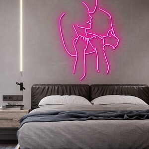 Hugging Couple Custom Neon Sign, One Line Couple Neon Sign Bedroom ...