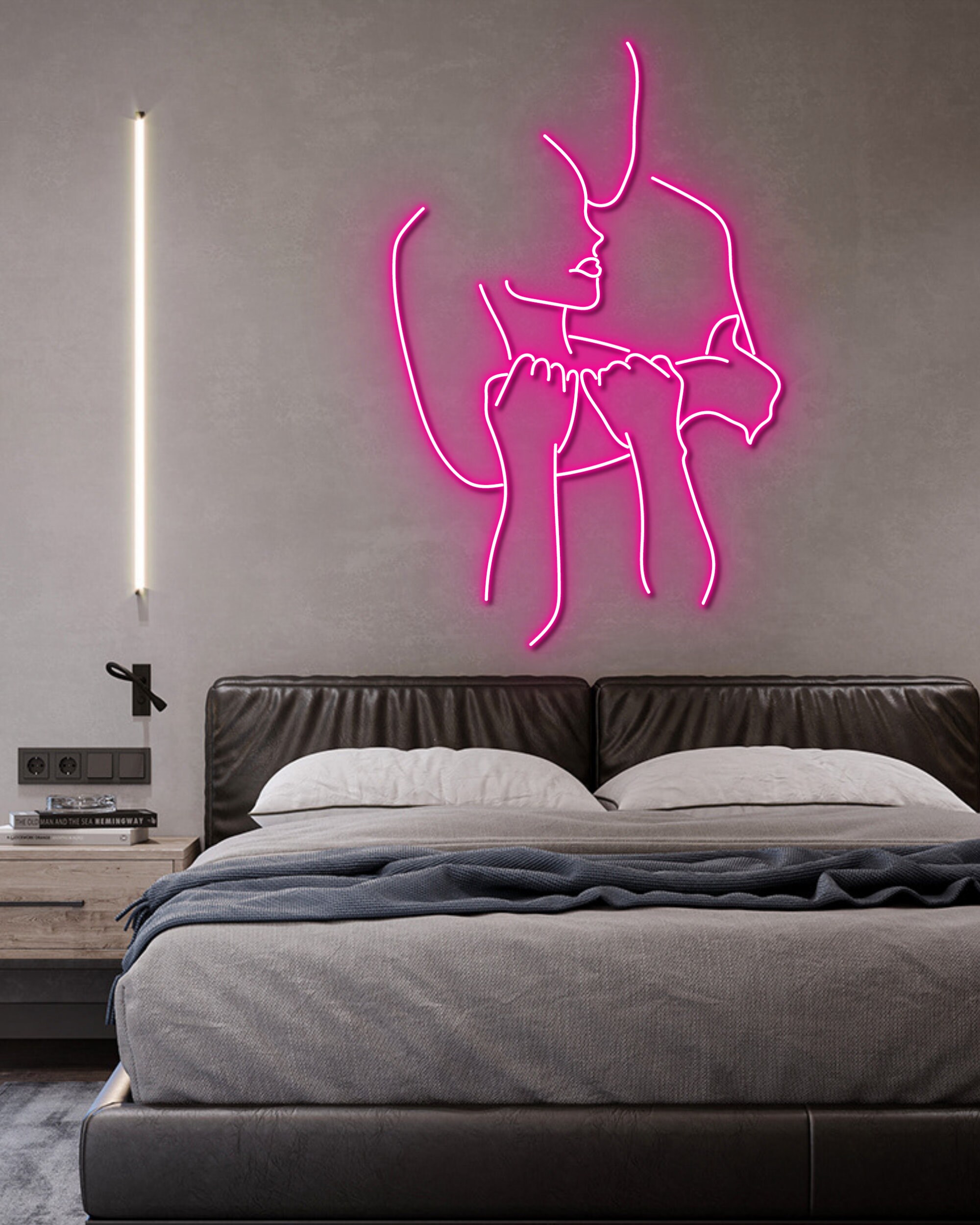 Hugging Couple Custom Neon Sign, One Line Couple Neon Sign Bedroom ...