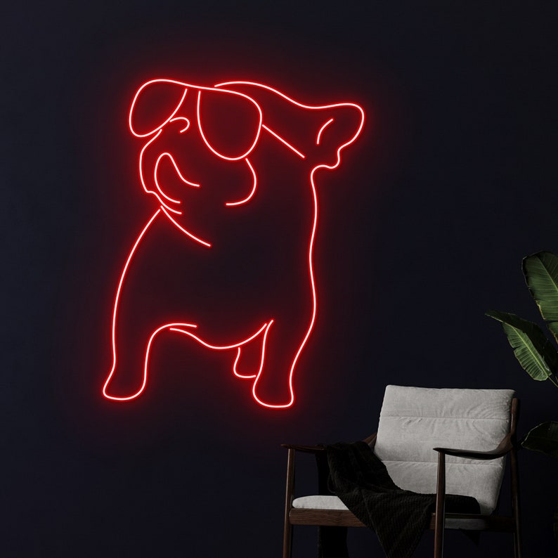 French Bulldog in Glasses Neon Sign, French Bulldog Led Light, Bull Dog ...