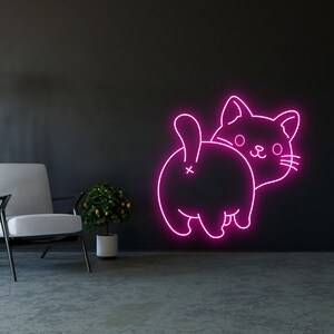 Cat Butt Led Sign, Cat Butt Led Lights, Cute Cat Neon Sign, Custom Neon ...