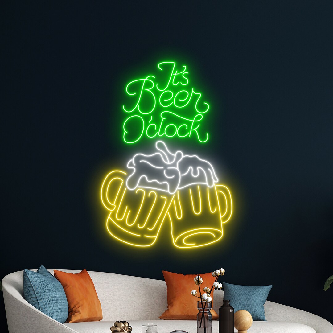 It's Beer O'clock Neon Sign, Beer Led Sign, Beer Led Light, Cheers Neon ...
